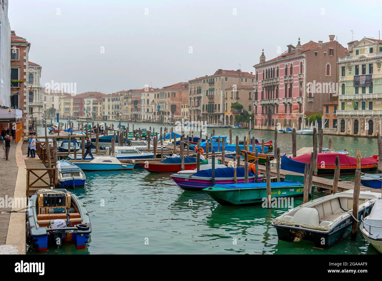 One of the many marinas along the Grand Canal, Venice, Italy Stock ...