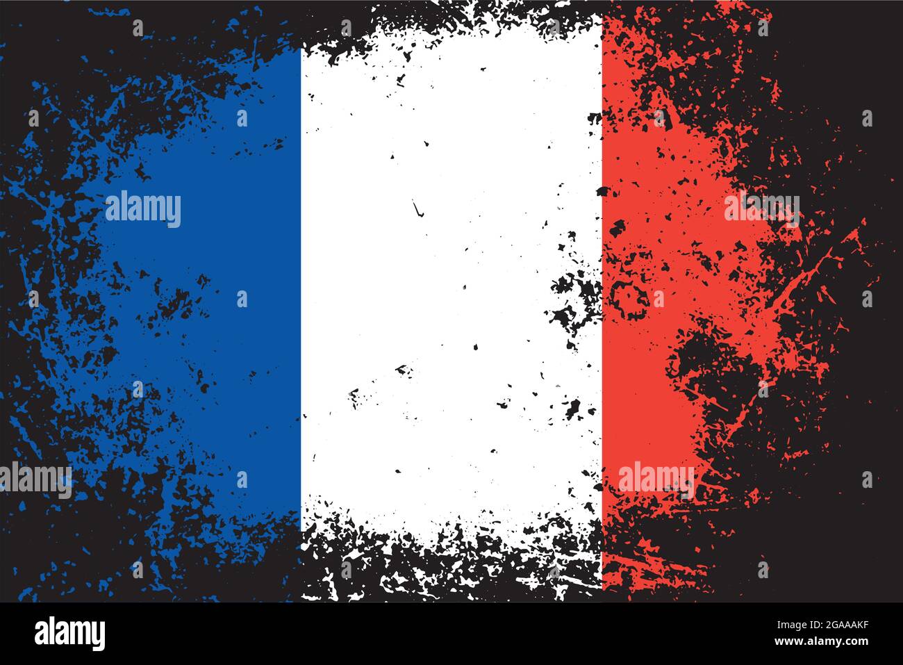 National flag of country France (Blue, white, red color) with grunge ...