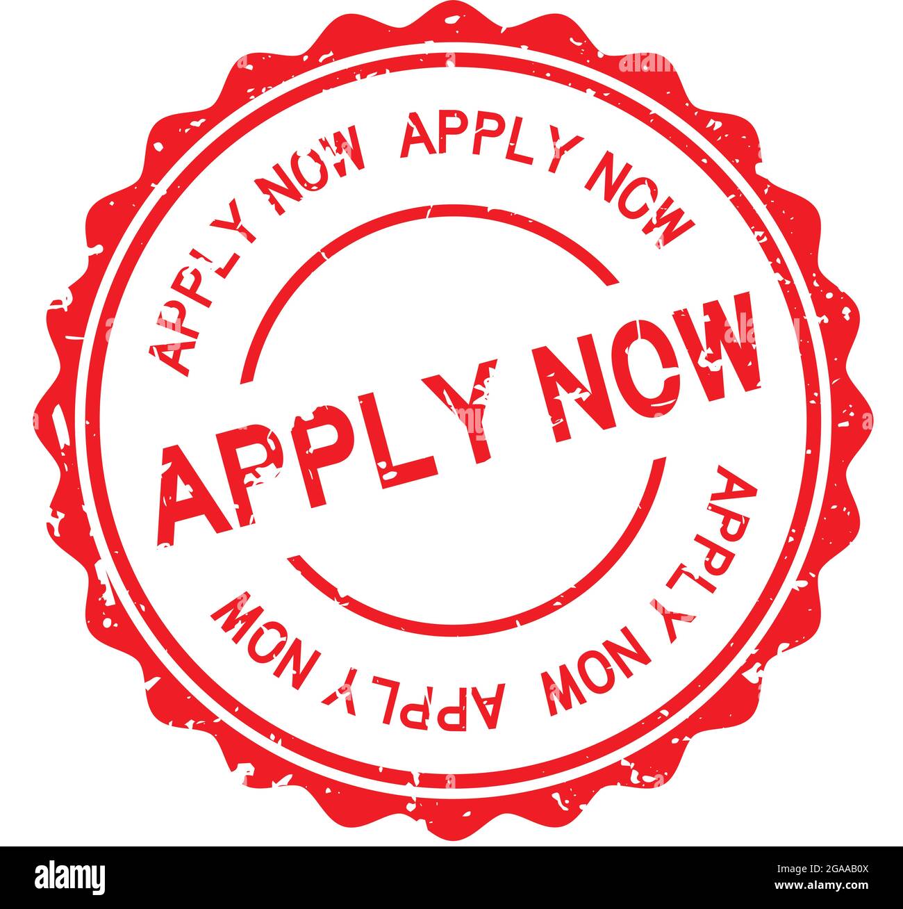 Grunge red apply now word round rubber seal stamp on white background Stock Vector Image & Art ...