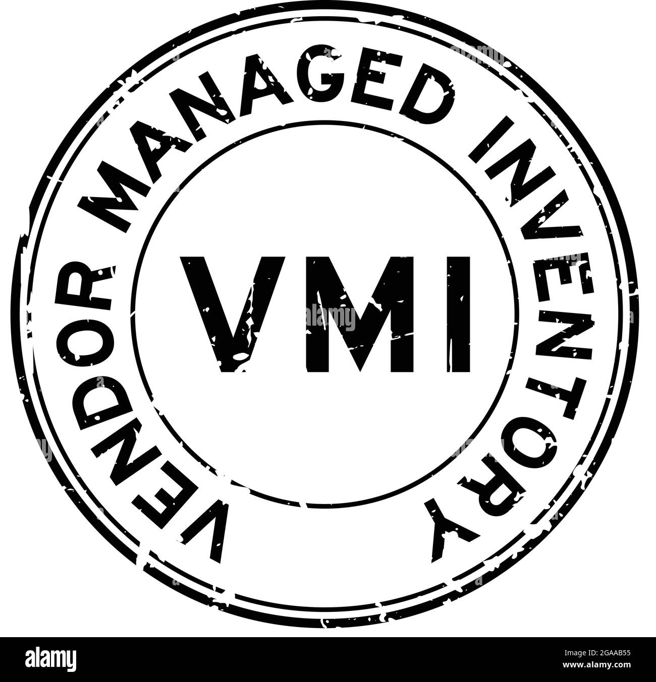 Grunge black VMI (abbreviation of vendor managed inventory) word round ...