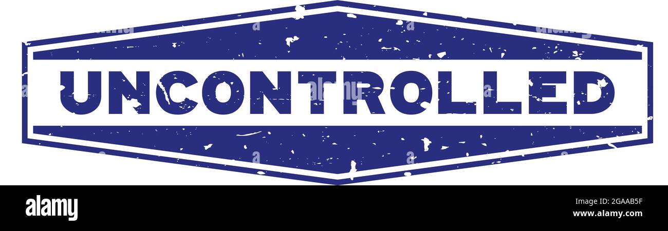 Grunge blue uncontrolled word hexagon rubber seal stamp on white background Stock Vector Image ...