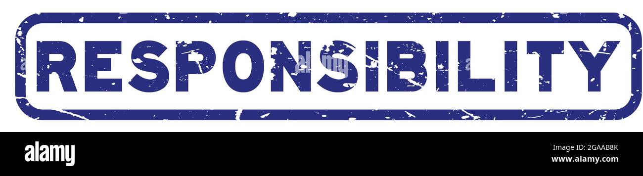 Grunge blue responsibility square rubber seal stamp on white background ...