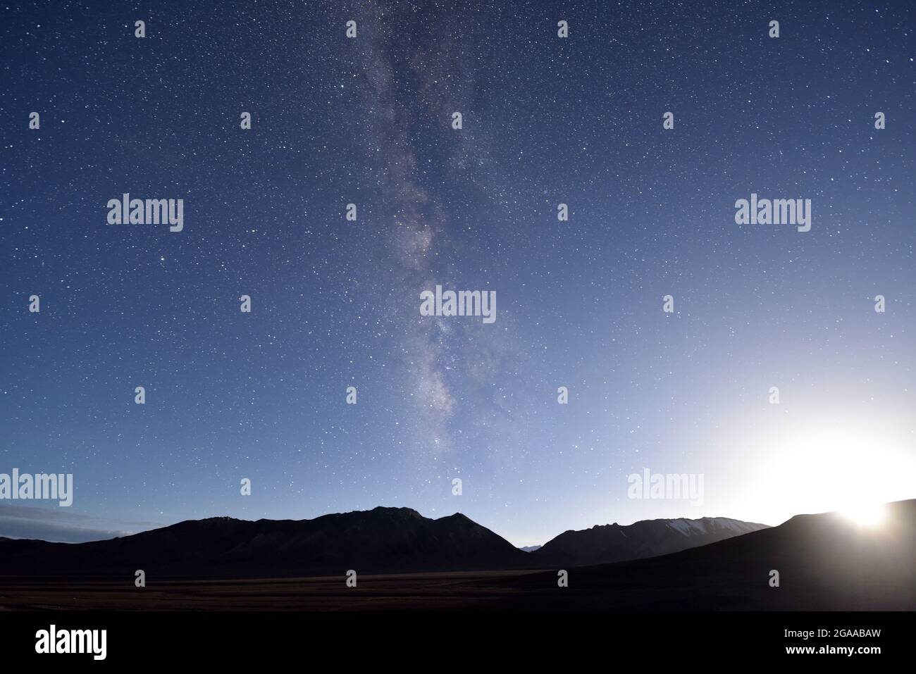 BAZHOU, CHINA - JULY 19, 2021 - The starry sky over the upper reaches ...