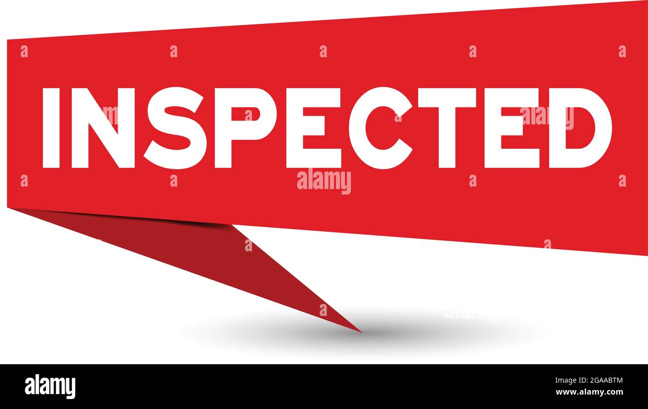 Red paper speech banner with word inspected on white background (Vector ...
