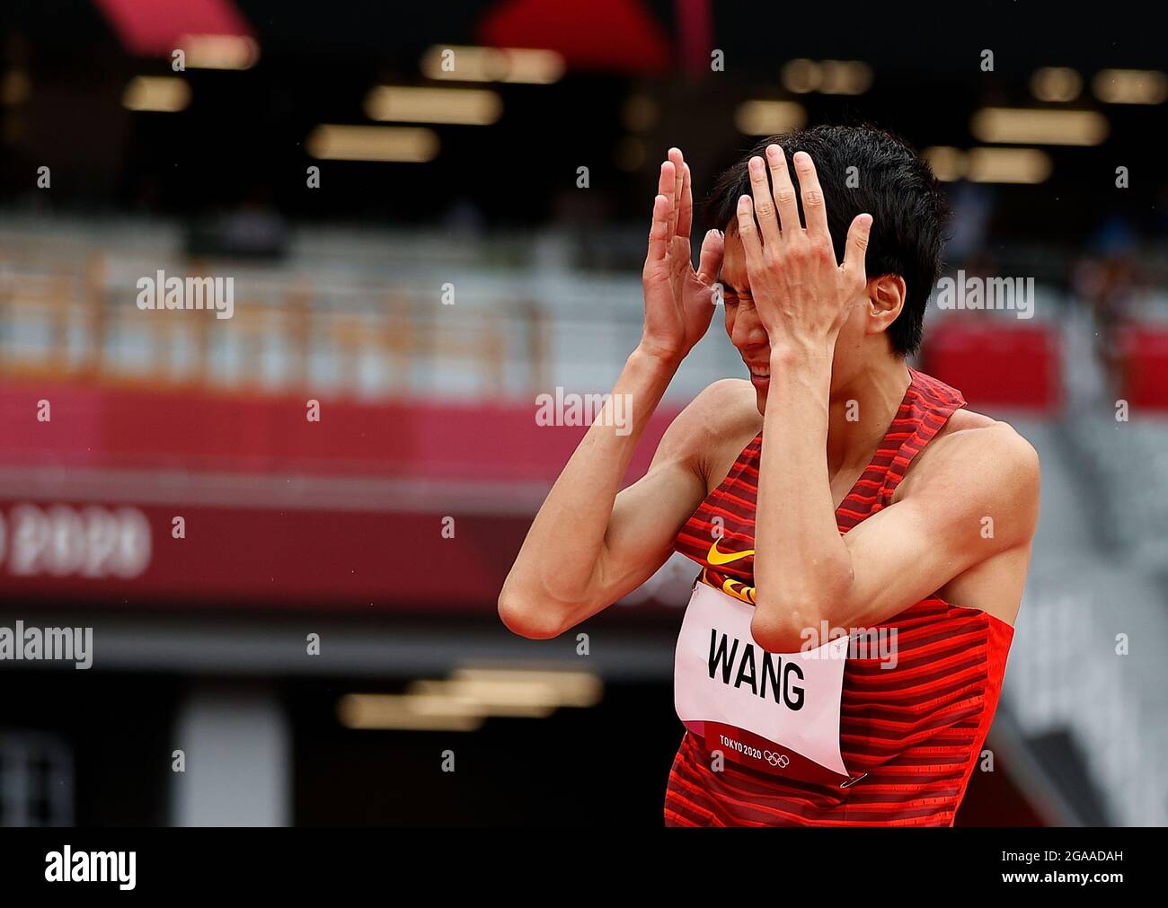Tokyo, Japan. 30th July, 2021. Wang Yu of China reacts during the men's ...