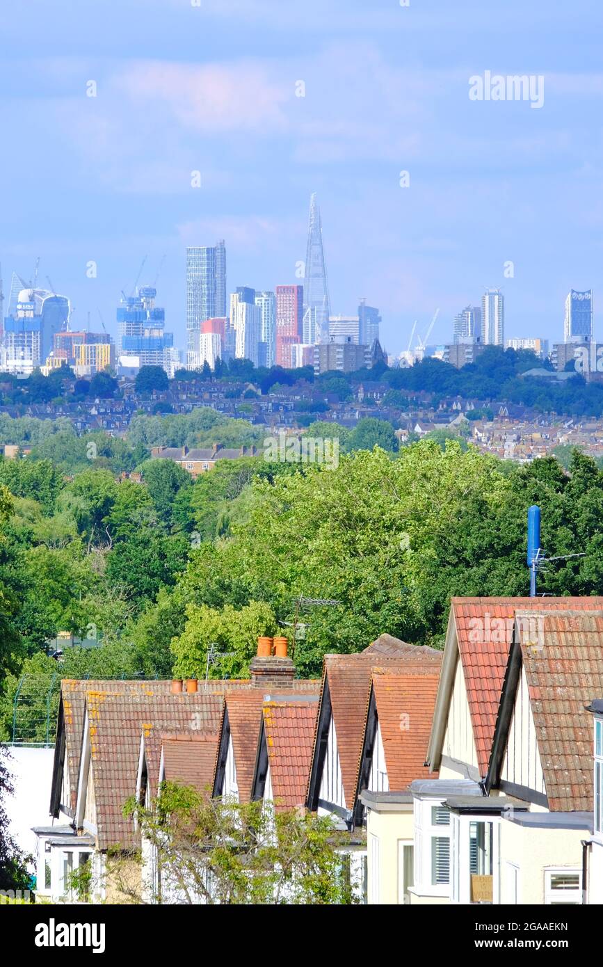 View over Wimbledon Village rooftops where the London skyline from ...