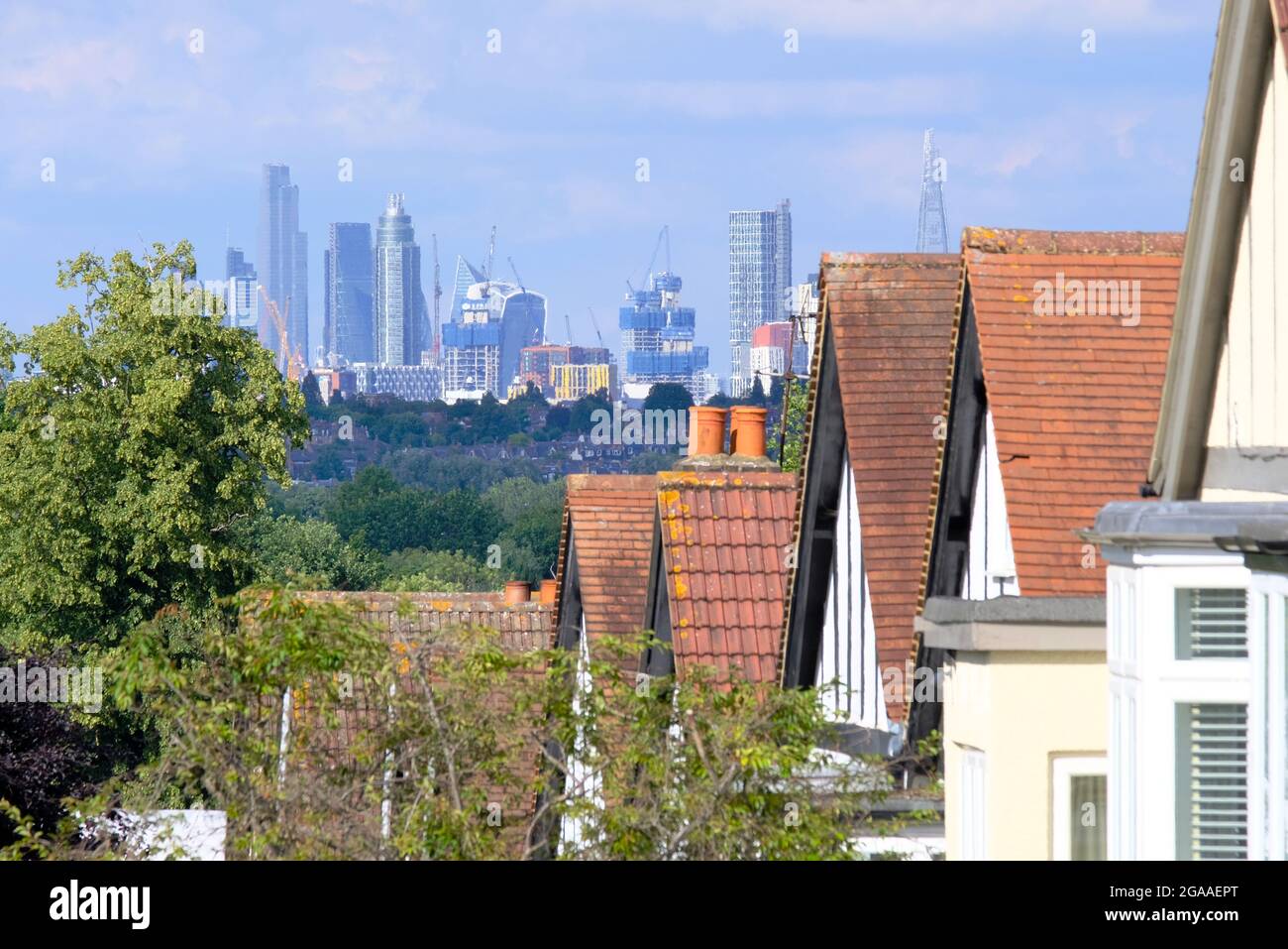 View over Wimbledon Village rooftops where the London skyline from ...