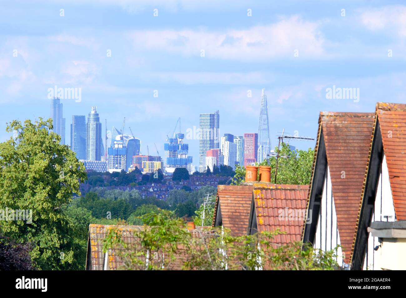 View over Wimbledon Village rooftops where the London skyline from ...