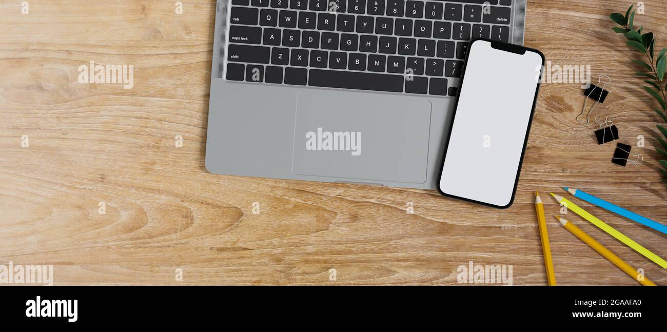 Flat lay, Electronic device and copy space concept, laptop keyboard ...