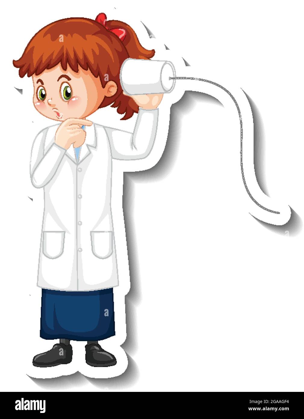 Scientist girl cartoon character with science experiment object ...