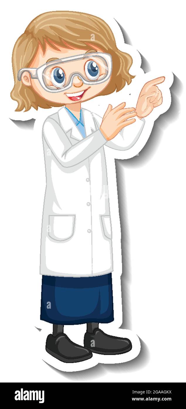 Scientist girl cartoon character in standing pose illustration Stock ...