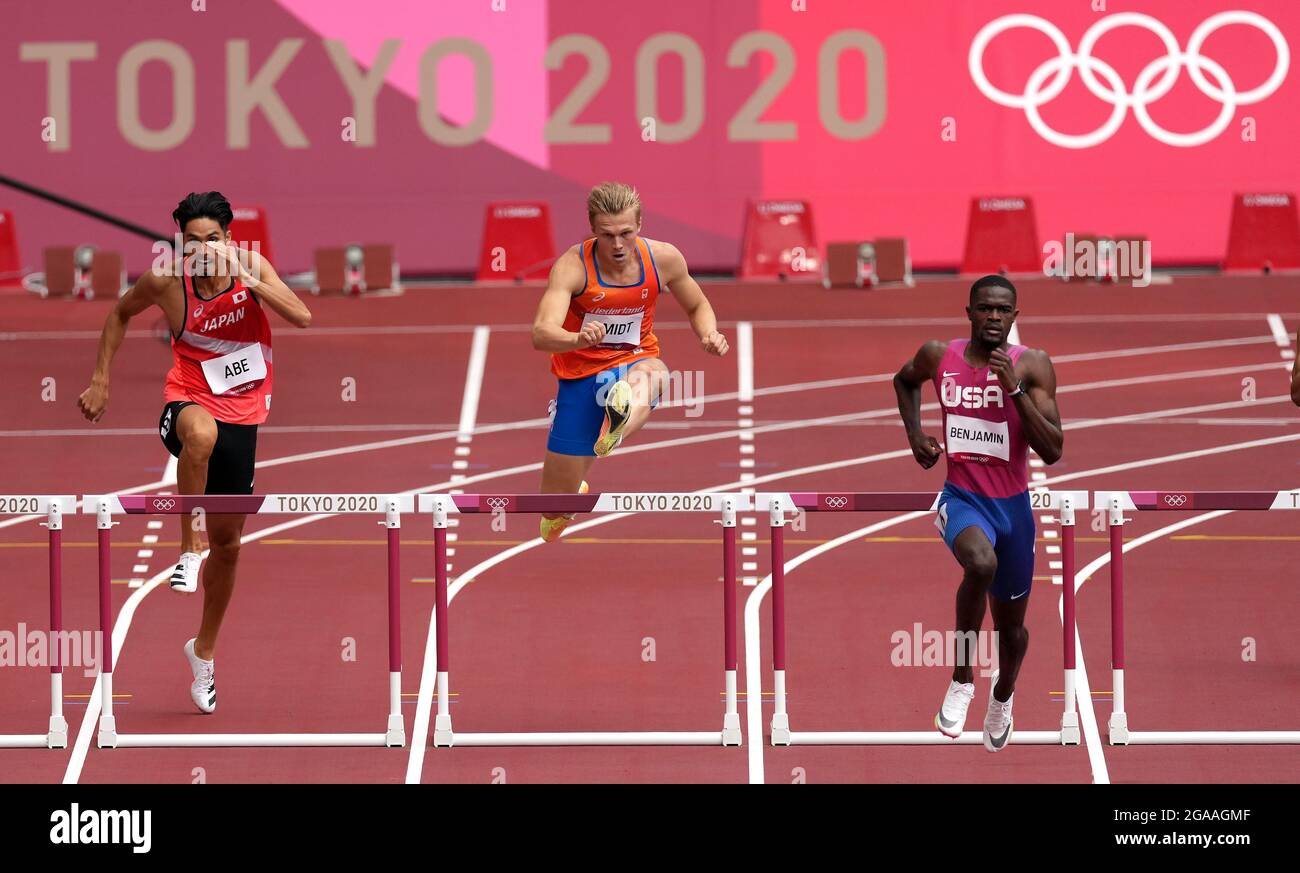 Netherland’s Nick Smidt in action in the Men’s 400m Hurdles heats ...