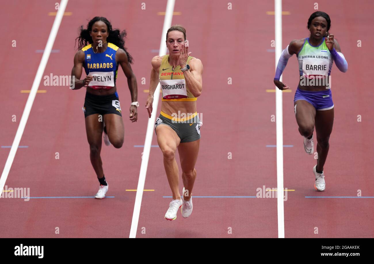 Germany’s Alexandra Burghardt wins her heat in the Women's 100m during ...