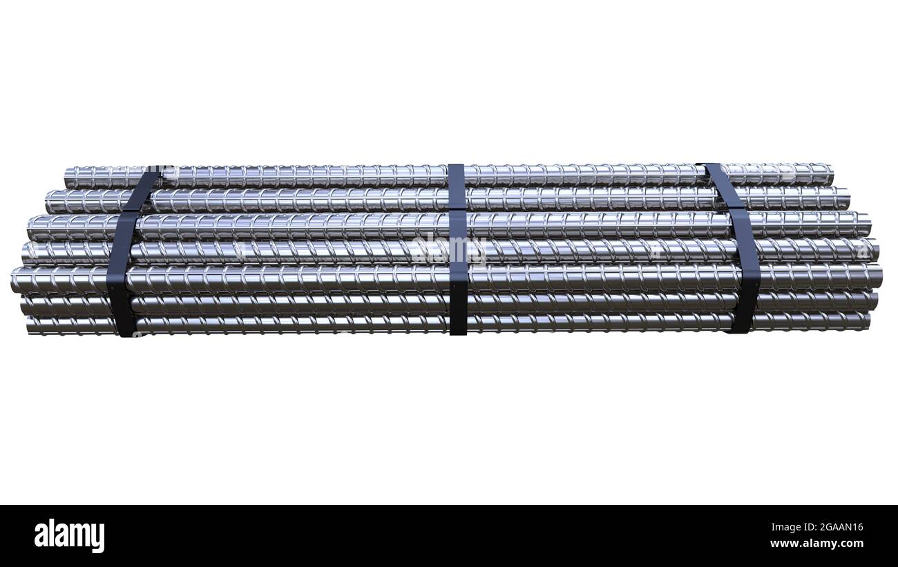 big rebar pack - isolated cg industrial 3D rendering Stock Photo - Alamy