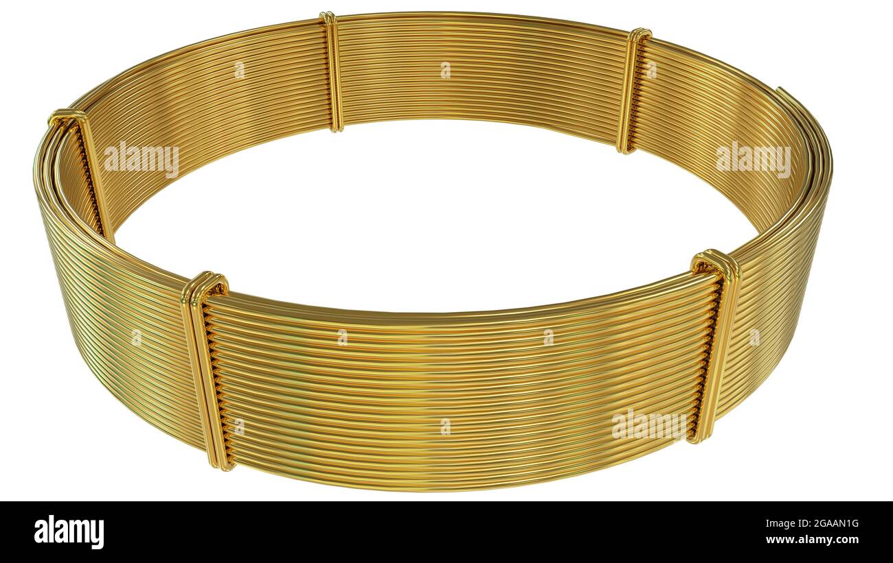 gold or brass wire coil, isolated industrial 3D rendering Stock Photo ...