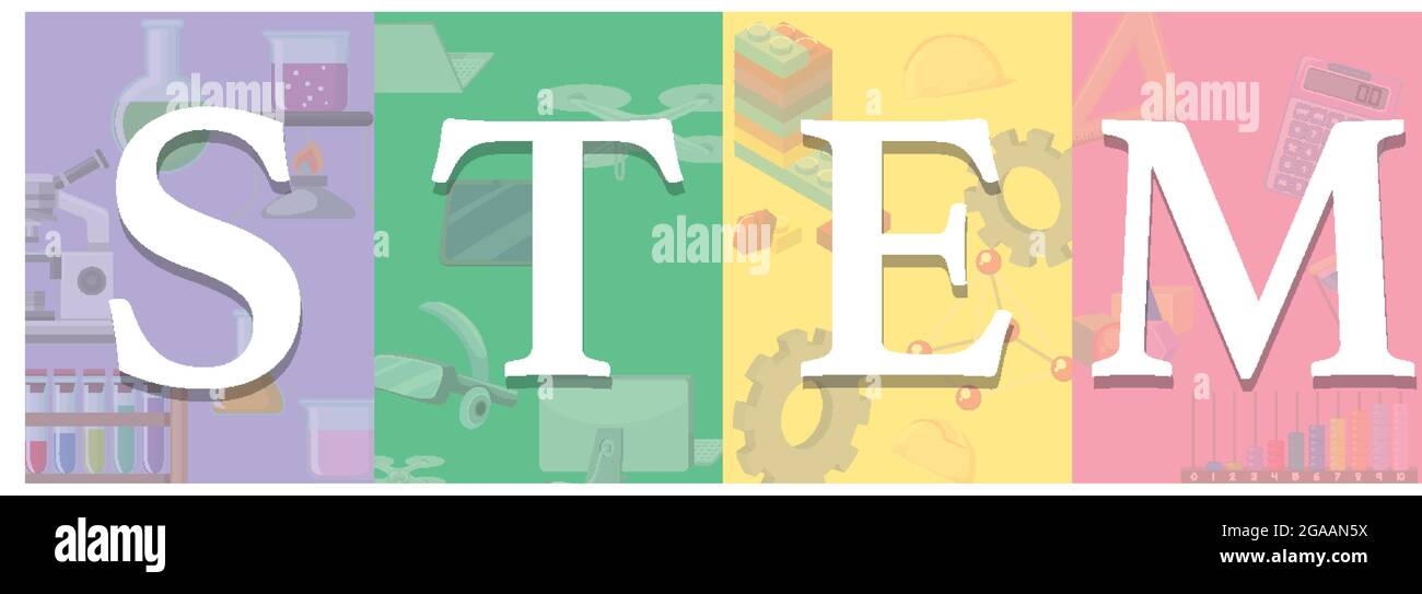 Colourful STEM education text icon illustration Stock Vector Image ...