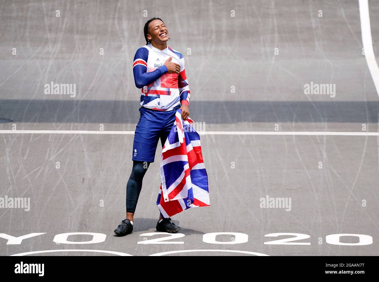 Great Britain's Kye Whyte celebrates his Silver medal for the Cycling ...