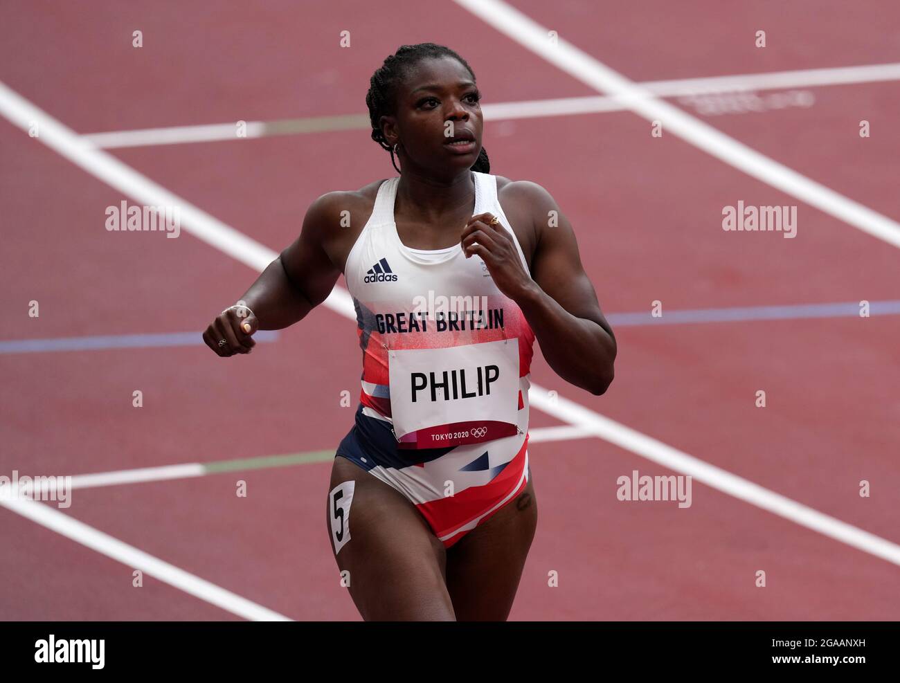 Asha Philip in the Women's 100m Round 1 Heat 6 at Olympic Stadium on ...
