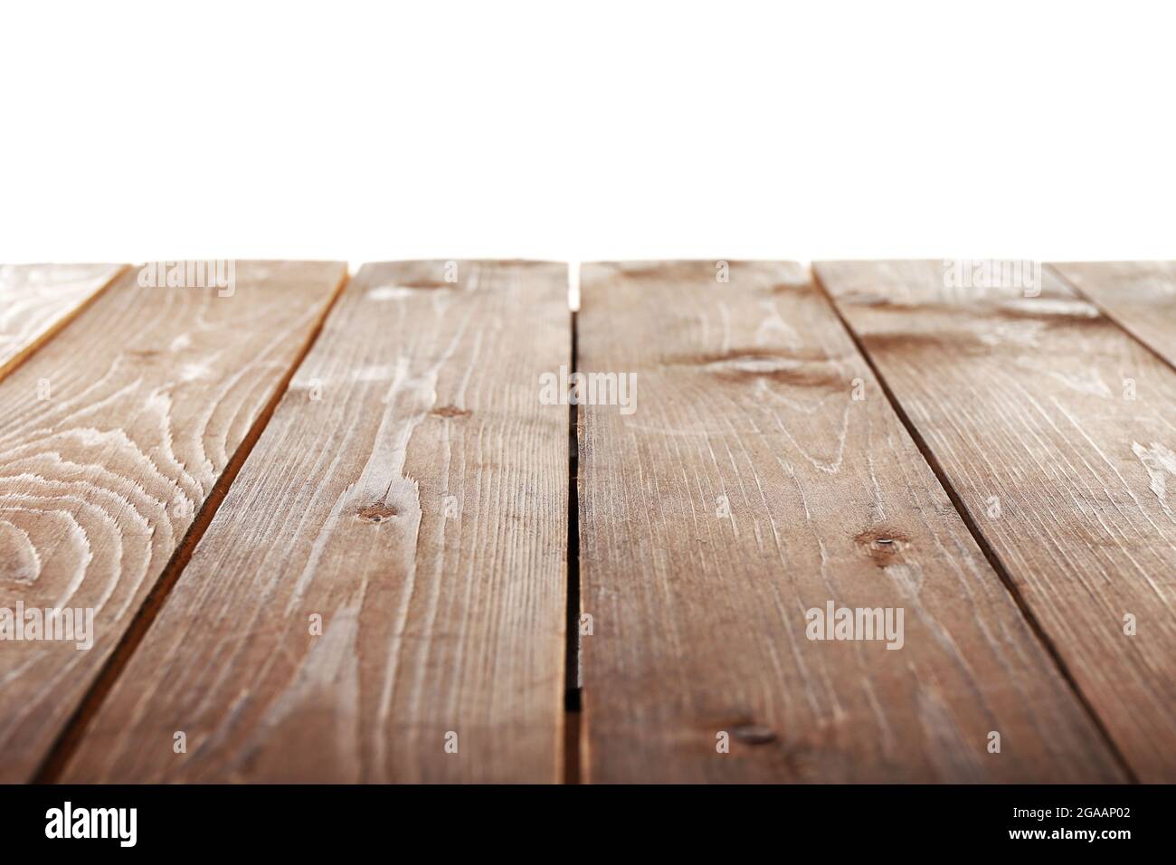 Wooden desk on white background Stock Photo - Alamy