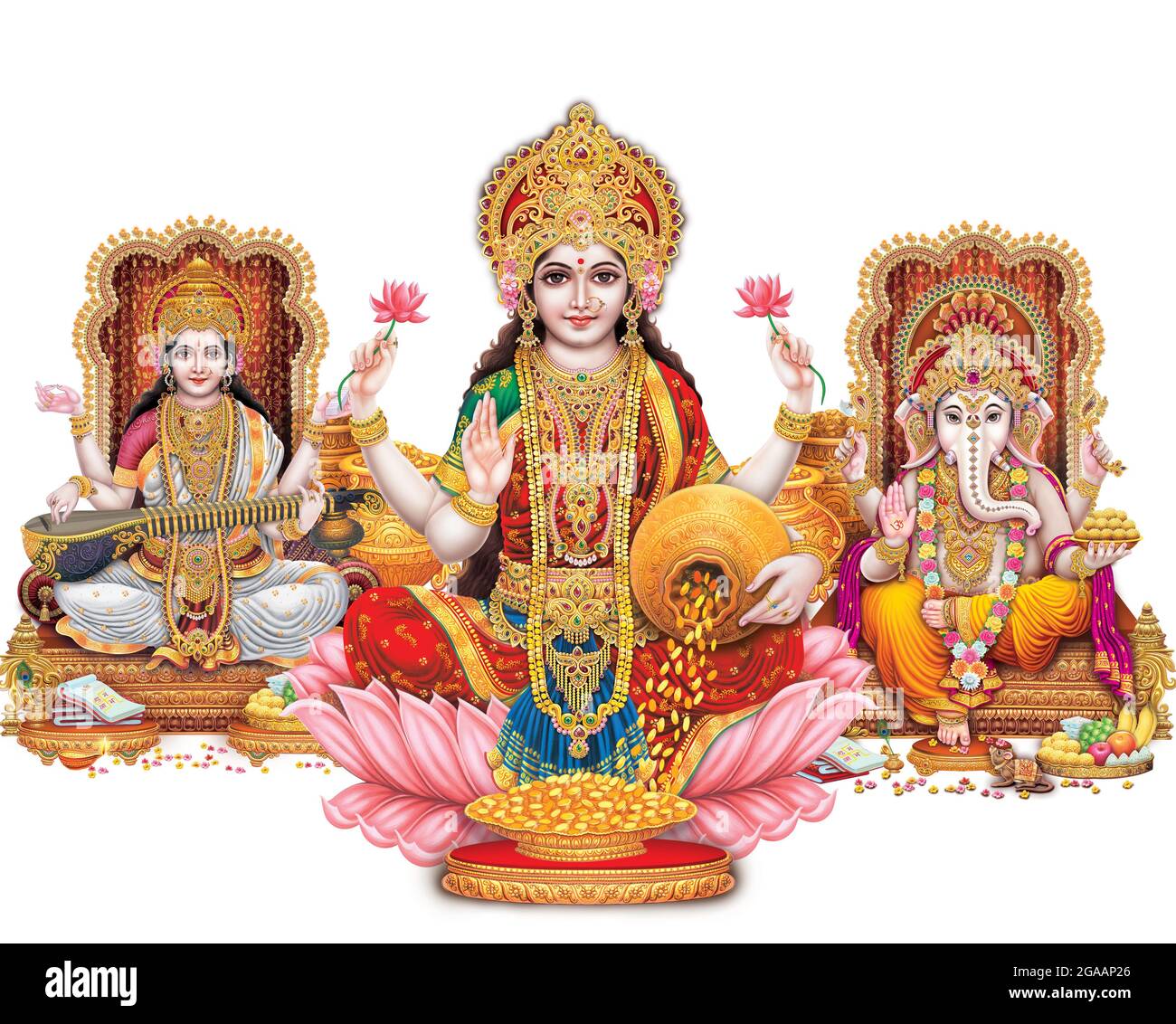 Hindu Cosmos Maha Laxshmi, Goddess of Wealth Stock Photo - Alamy