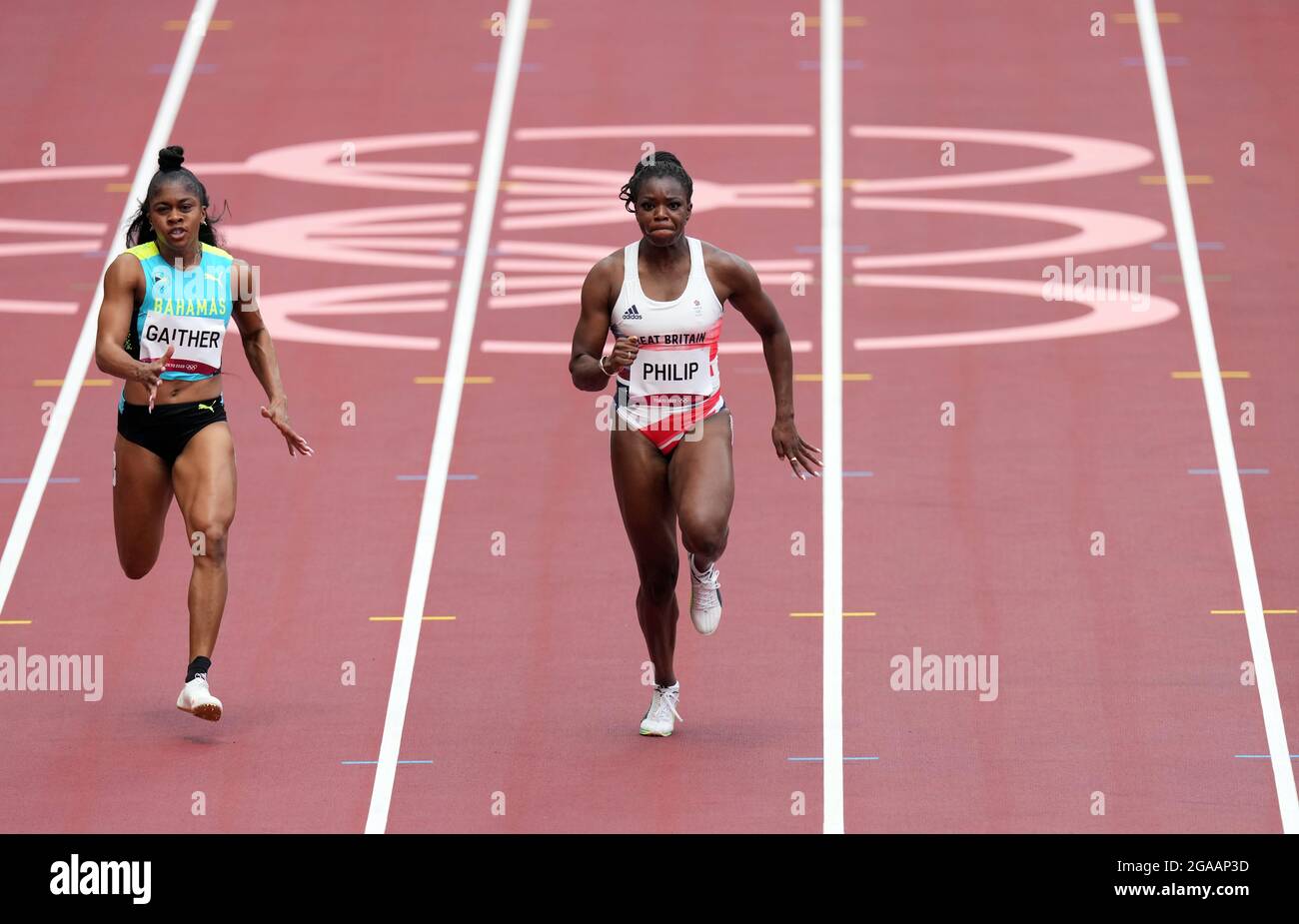 Asha Philip (right) in the Women's 100m Round 1 Heat 6 at Olympic ...