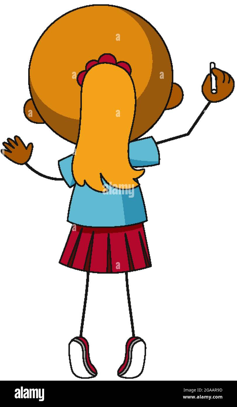 Back view of a girl cartoon character isolated illustration Stock ...