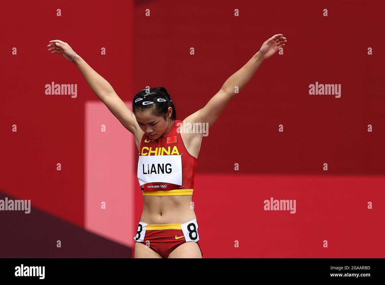 Tokyo, Japan. 30th July, 2021. Liang Xiaojing of China reacts during ...