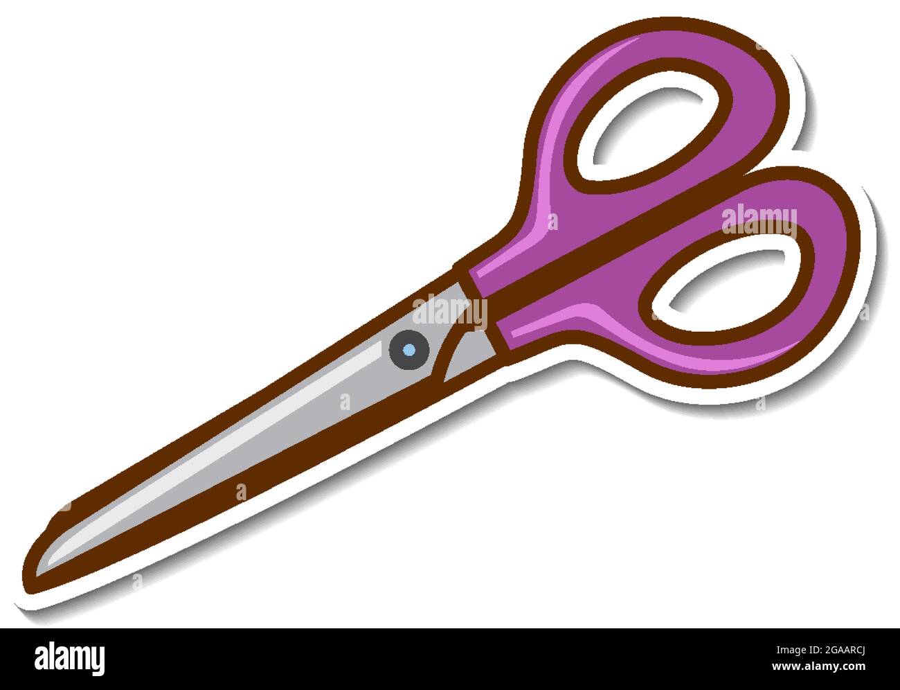 A purple scissor sticker on white background illustration Stock Vector ...