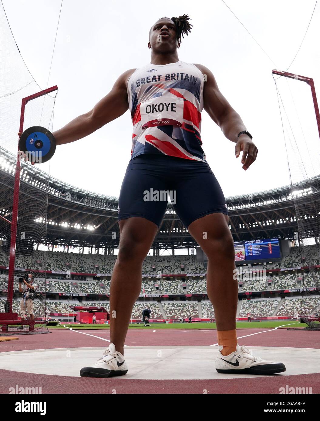 Great Britain's Lawrence Okoye in the Men's Discus Throw Qualification Group A at Olympic ...