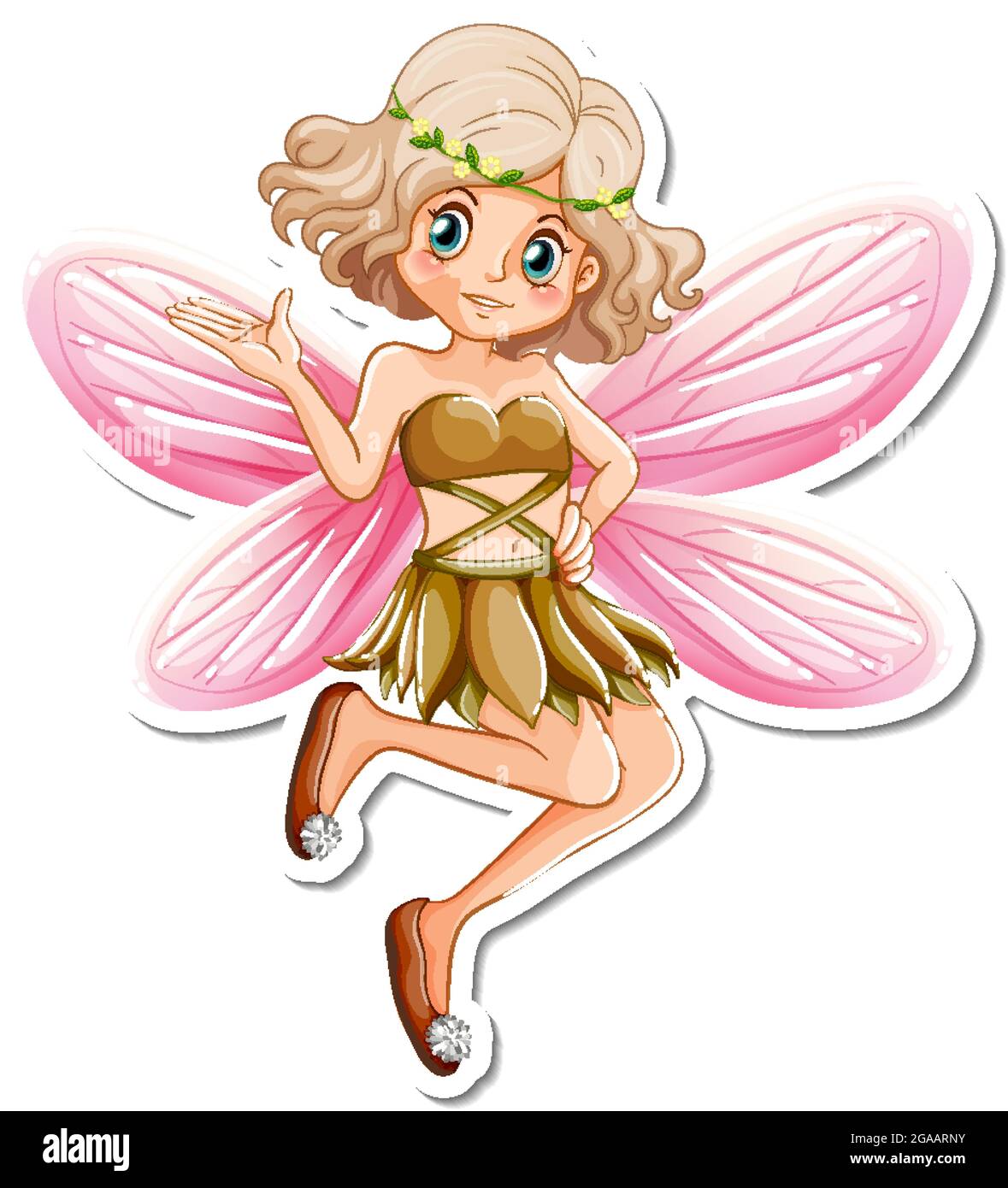 Beautiful fairy cartoon character sticker illustration Stock Vector ...