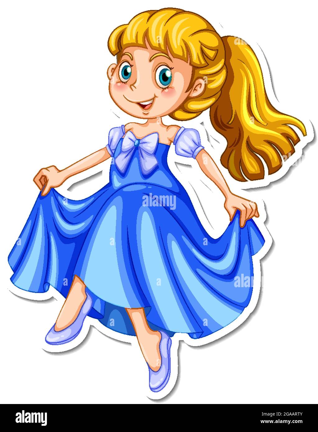 Beautiful princess cartoon character sticker illustration Stock Vector ...