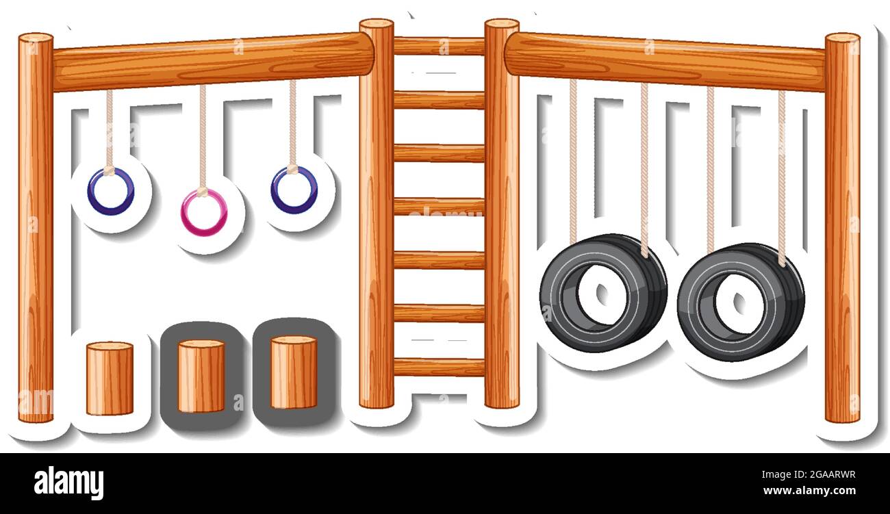 Sticker template with Still Rings for playground isolated illustration ...