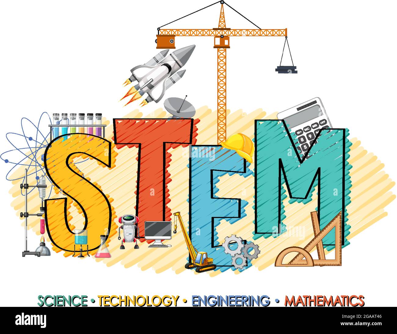 STEM education logo with icon ornament elements illustration Stock ...