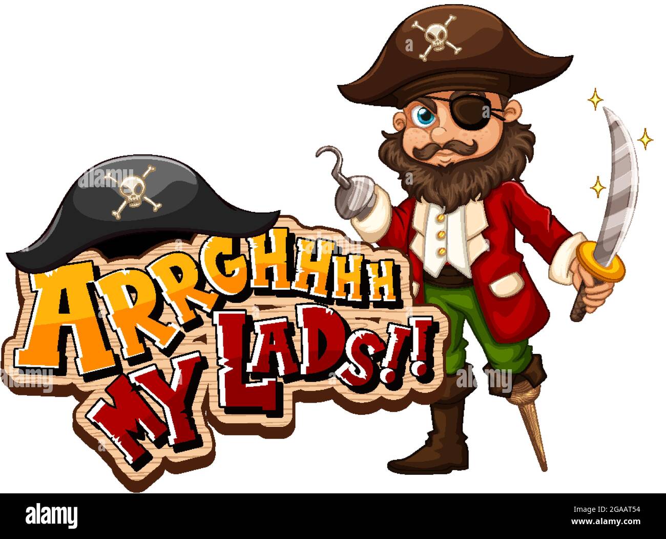Pirate slang concept with Arrgh My Lads phrase and a pirate cartoon ...