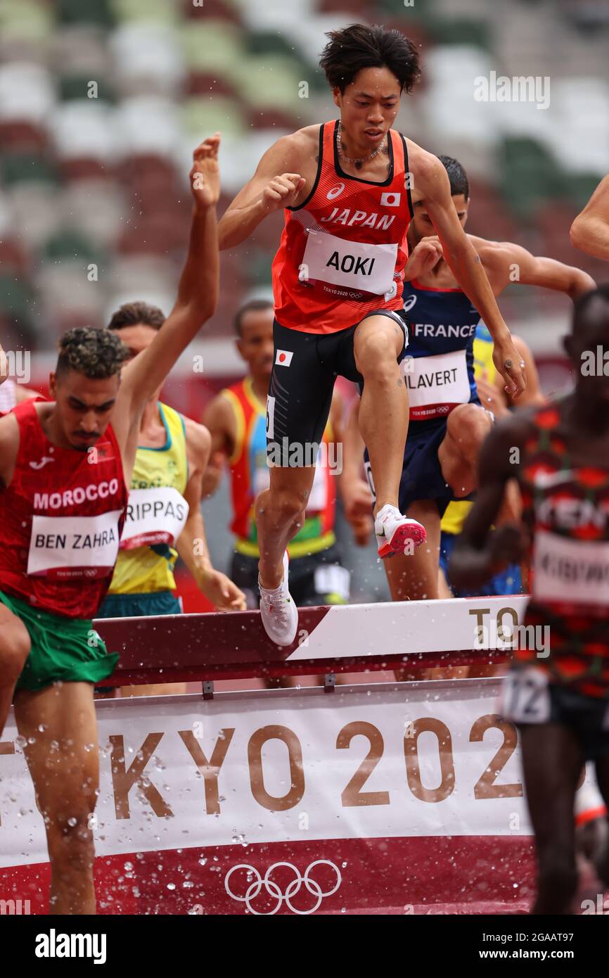 Tokyo, Japan. 30th July, 2021. AOKI Ryoma (JPN) Athletics : Men's 3000m Steeplechase Round 1 ...