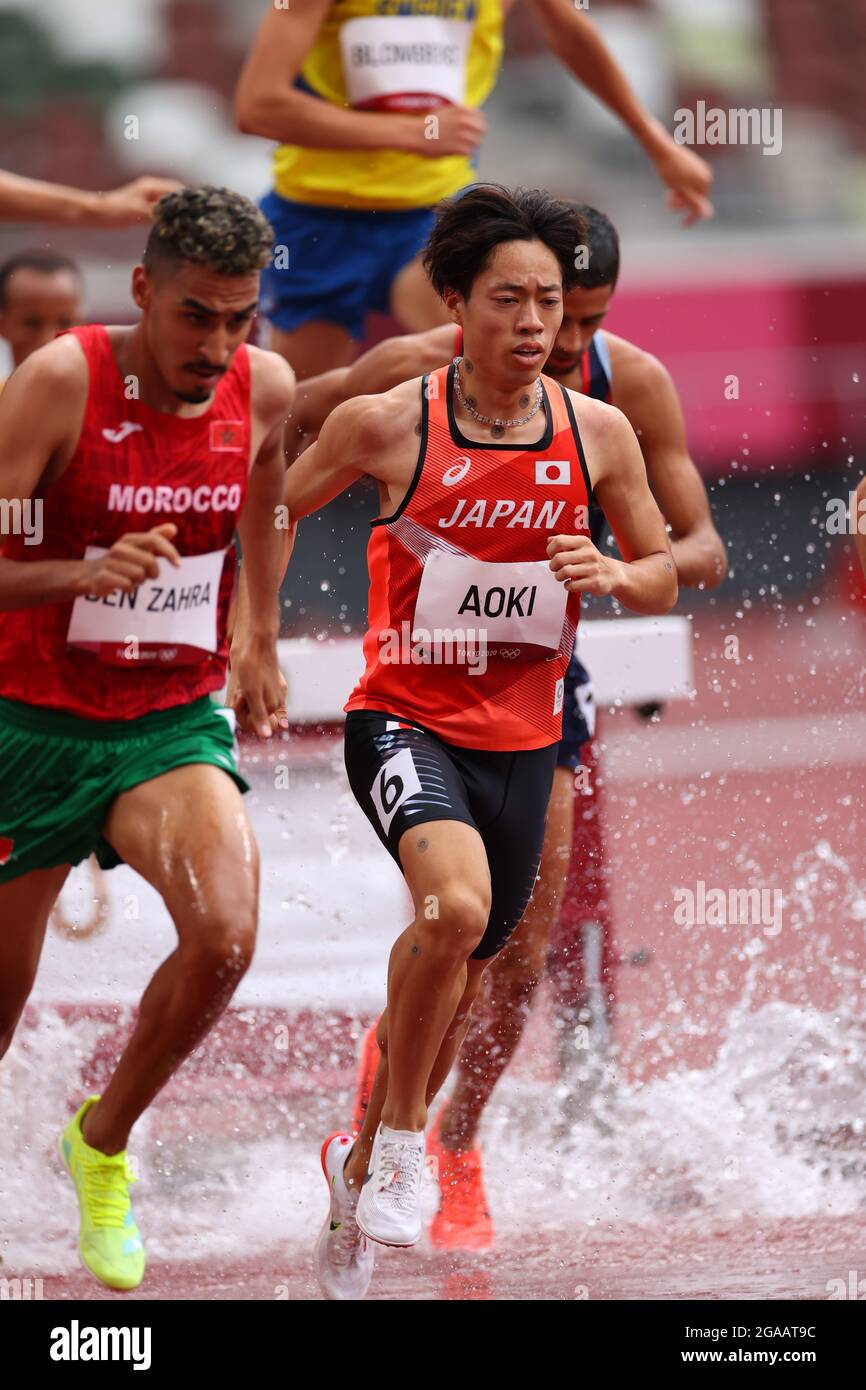 Tokyo, Japan. 30th July, 2021. AOKI Ryoma (JPN) Athletics : Men's 3000m Steeplechase Round 1 ...
