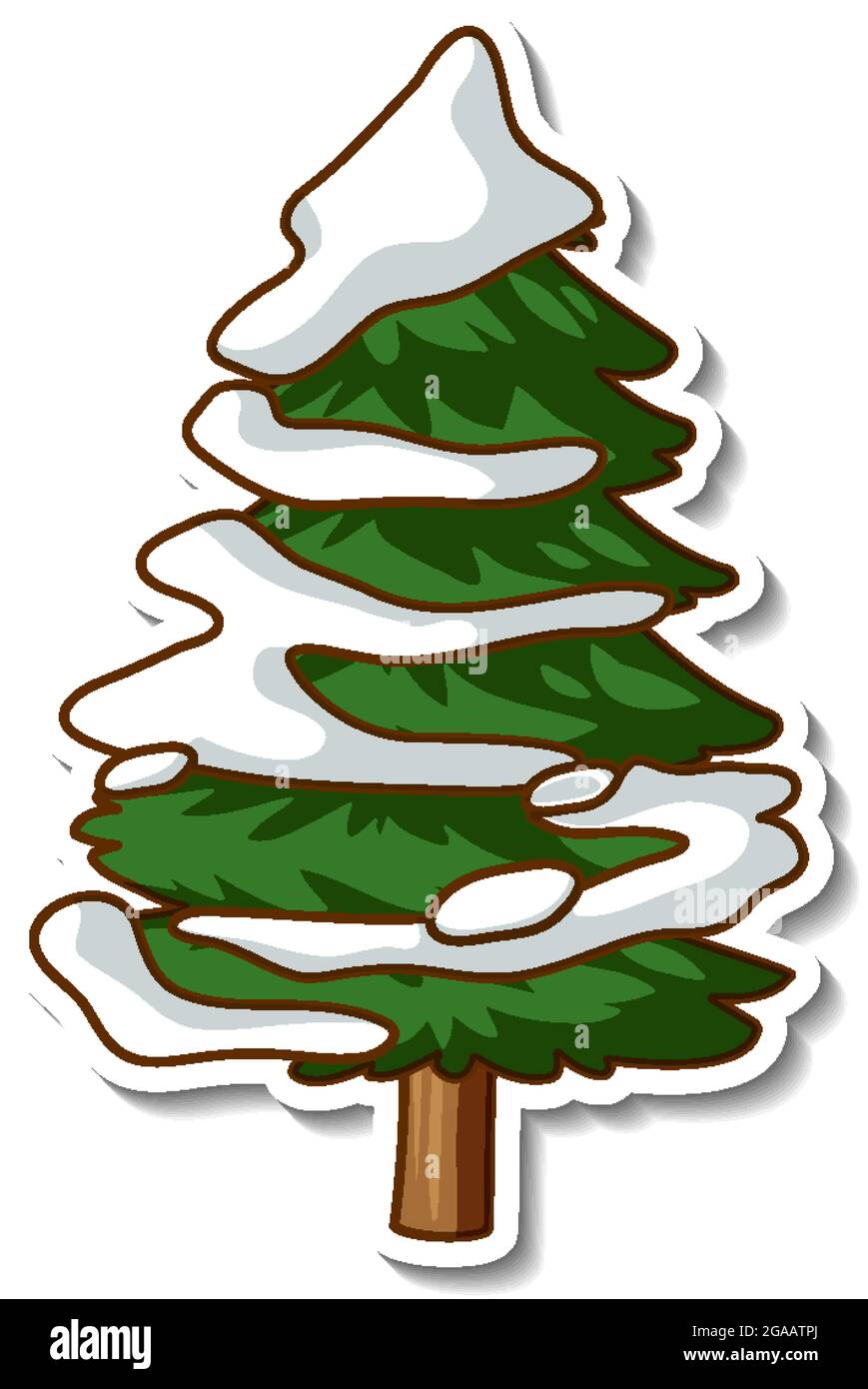 A sticker template with pine tree covered snow isolated illustration ...