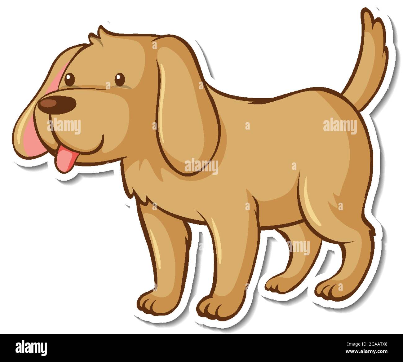 A sticker template with a brown dog cartoon character illustration ...