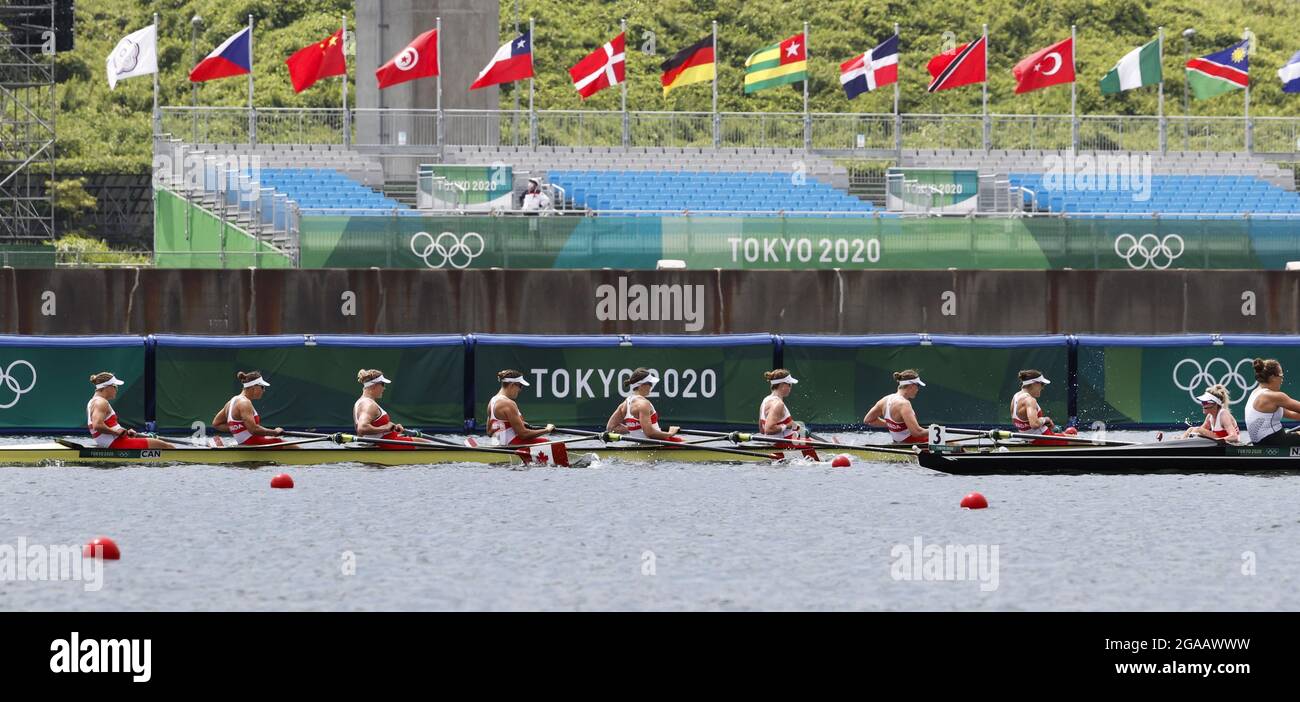 Tokyo, Japan. July 30 2021: Canadian rowing team competes in the women ...