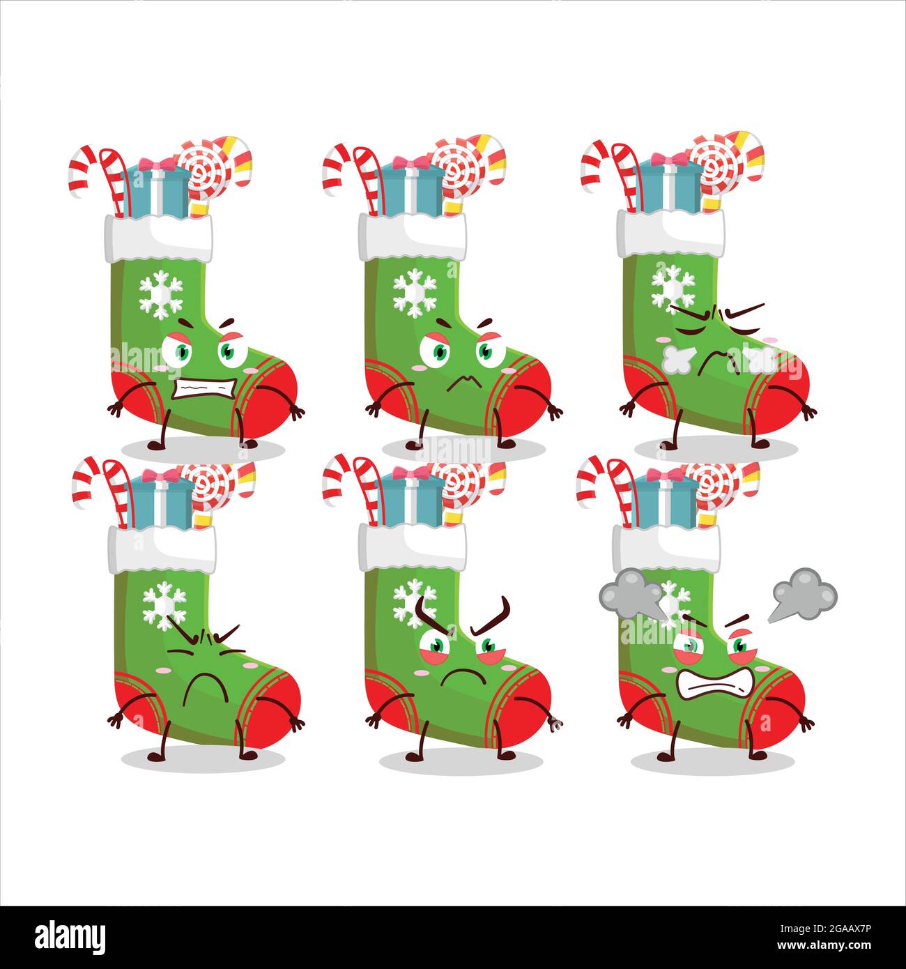 Christmas socks with candies and gift cartoon character with various ...