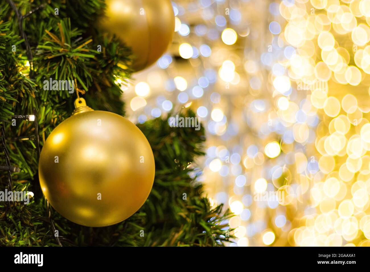 Christmas decorative with the ball and gift box on Christmas tree Stock ...