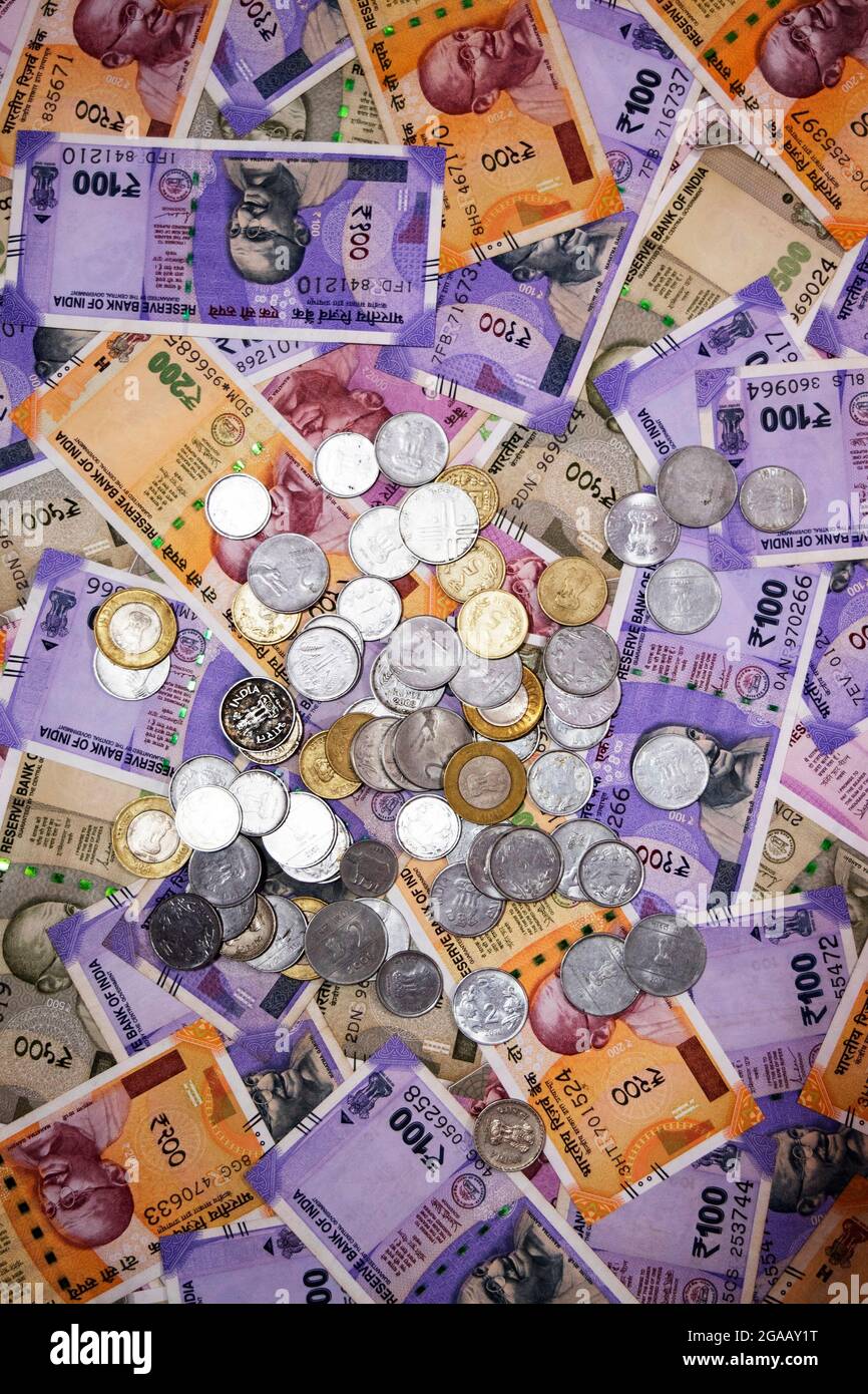 Indian rupees banknotes coins hi-res stock photography and images - Alamy