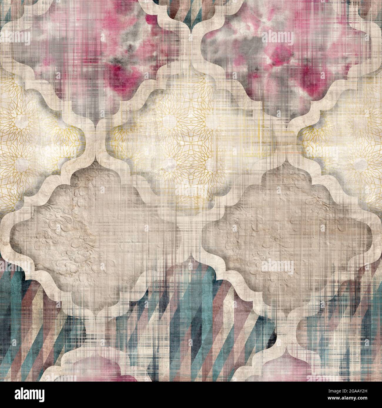 Seamless Moroccan inspired highly textured pattern for surface print ...