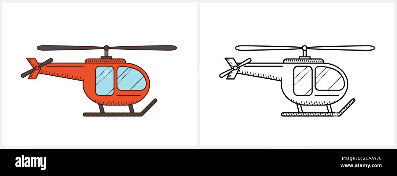 Helicopter aircraft icon coloring page side view Stock Vector Image ...