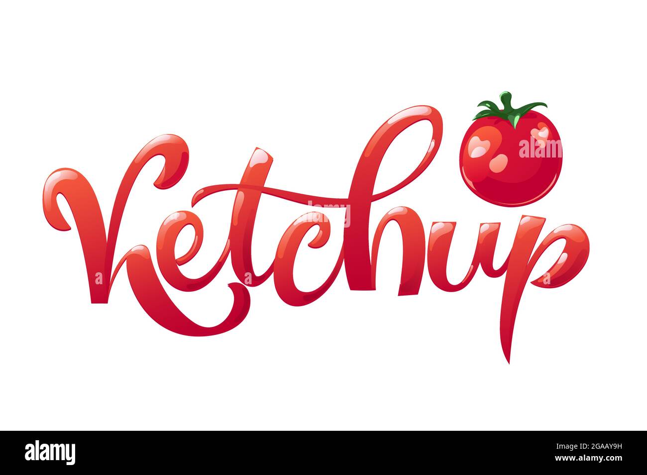 Ketchup hand drawn lettering design. Modern typography in flat cartoon ...