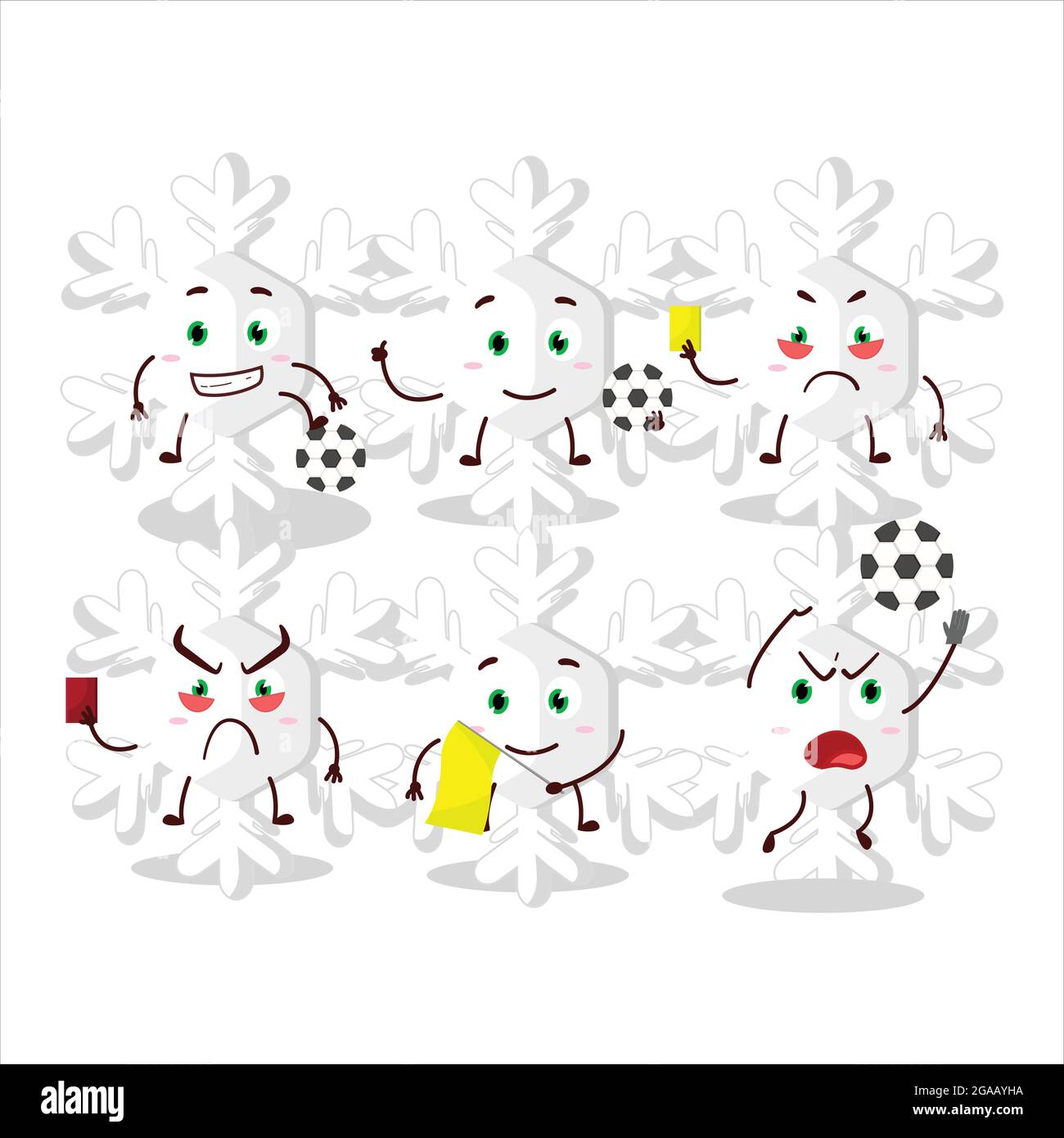 Snowflakes cartoon character working as a Football referee. Vector ...