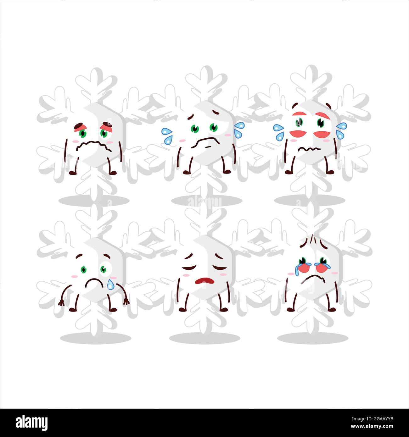 Snowflakes cartoon in character with sad expression. Vector ...