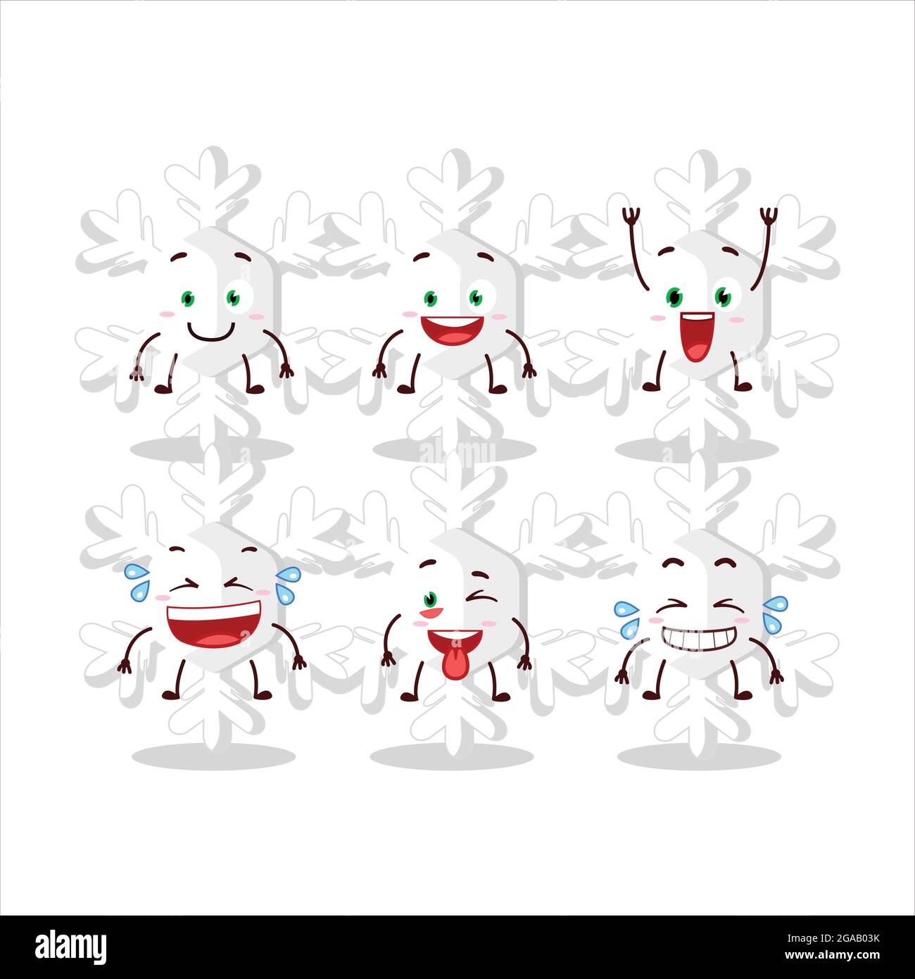 Cartoon character of snowflakes with smile expression. Vector ...