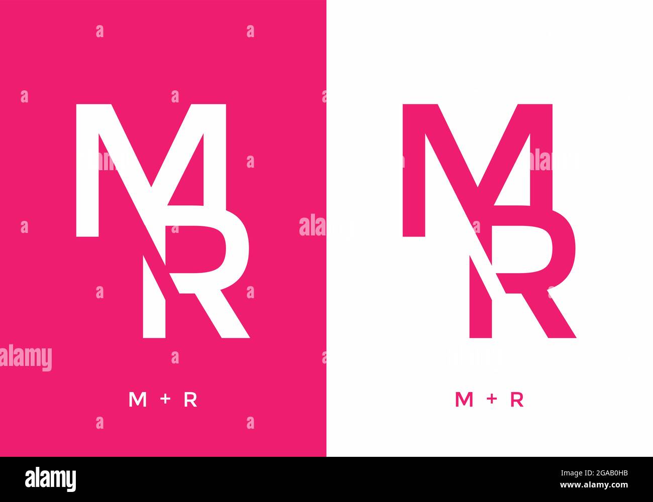 Pink and white color of MR initial letter design Stock Vector Image ...