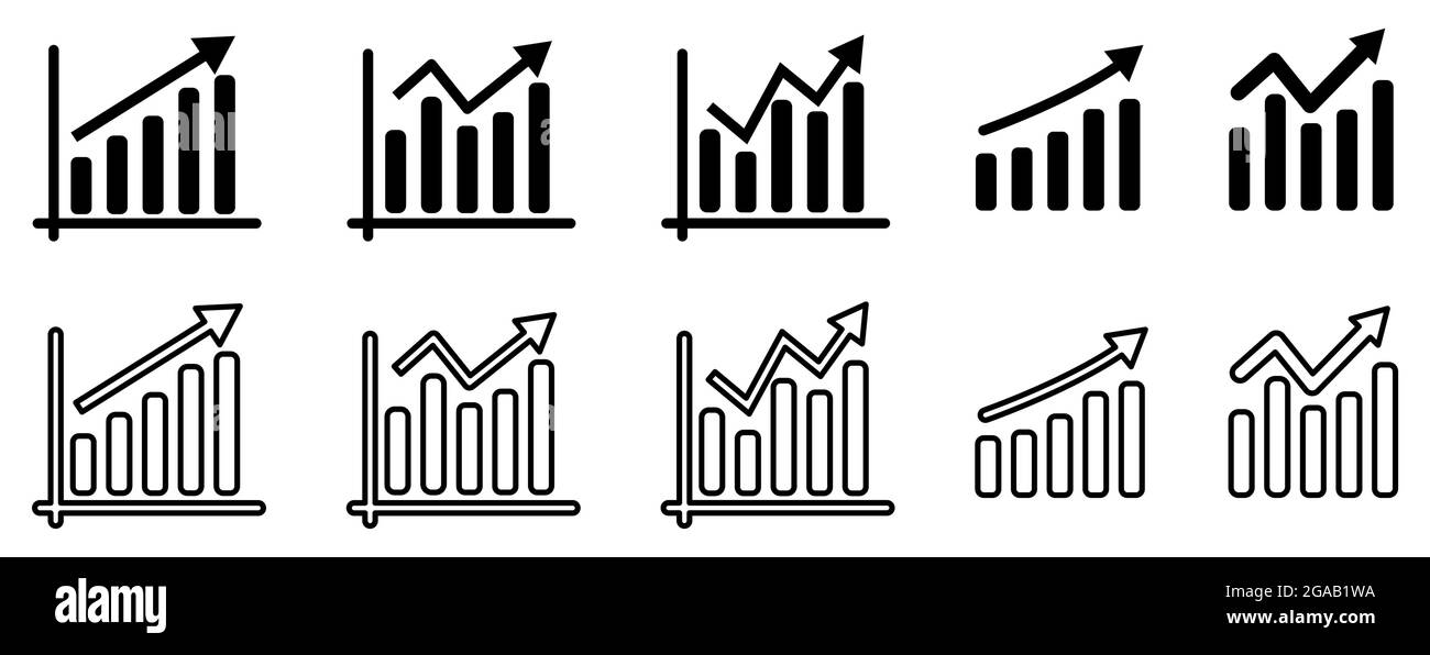 Collection of graph diagram up icon. Line art style. Design for web ...